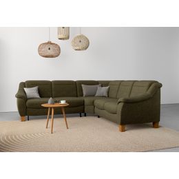Ecksofa Home Affaire, B:270cm T:250cm, grün, 100% Polyester, Wohnzimmer, Sofas, "Caldera L-Form", Federkern, wahlweise mit Kopfteilverstellung,