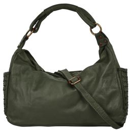 Samantha Look Damen Henkeltasche, grün, Leder, vintage, Taschen, echt Leder, Made in Italy