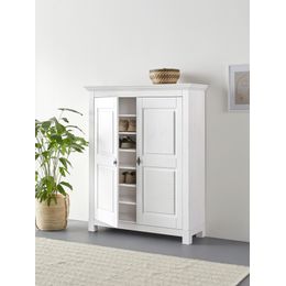 Schuhkommode Home Affaire, B:113cm H:138cm T:39cm, weiß, Massivholz, Sideboards, "Rauna", aus massiver Kiefer, viel Stauraum