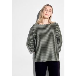 Cecil Damen Shirtbluse, grün, Gr. XS, gestreift, Stoff, 100% Viskose, Blusen, mit 3/4 Ärmeln