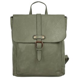 Samantha Look Damen Cityrucksack, grün, Leder, Rindsleder, Rucksäcke, Echt Leder, Made in Italy