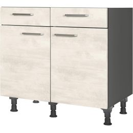 Unterschrank Nobilia, B:90cm H:87cm T:58,3cm, wei&szlig;, K&uuml;che, Schr&auml;nke, ""Riva", vormontiert, Breite 90 cm, Soft-Close-Funktion", bei den Schubk&auml;sten,