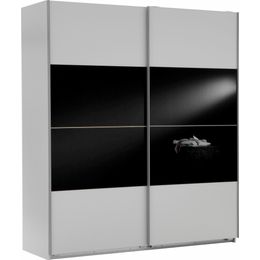 Schwebetürenschrank wimex, B:180cm H:210cm T:65cm, schwarz-weiß, Schränke, "Easy", mit Teilglas