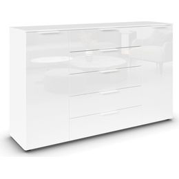 Schubkastenkommode Rauch, B:160cm H:100cm T:42cm, wei&szlig;, Holzwerkstoff, Sideboards, "Kommode T&uuml;rkommode Sideboard Kombikommode FLIPP mit Glasfront",