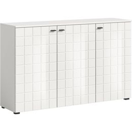 Sideboard Inosign, B:138cm T:37cm, weiß, Wohnzimmer, Sideboards, "Gora, Breite 138 cm, gefräste Front in Waffeloptik hochglanz", Kommode, Schrank,
