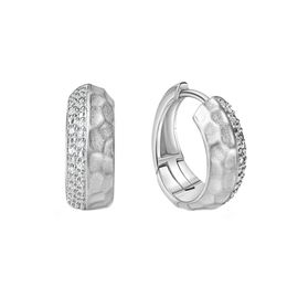 Vivance Damen Paar Creolen "925-Sterling Silber rhodiniert", one-size, Silber 925 (Sterlingsilber), wei&szlig;, Silber 925 (Sterlingsilber), Ohrringe