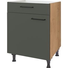 Kochfeldumbauschrank Nobilia, B:60cm H:87cm T:58,3cm, gr&uuml;n, Schr&auml;nke, ""Easytouch", mit Schukasten und T&uuml;r, Ausrichtung w&auml;hlbar", vormontiert, Breite