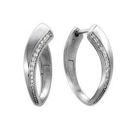 Vivance Damen Paar Creolen "925 Silber Zirkonia", one-size, Silber 925 (Sterlingsilber), wei&szlig;, Silber 925 (Sterlingsilber), Ohrringe