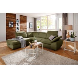 Ecksofa Home Affaire, B:276cm T:232cm, grün, Struktur fein (100% Polyester);Luxus-Microfaser Lederoptik (100% Polyester);Soft clean (98% Polyester,