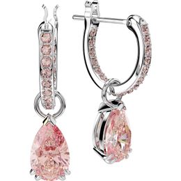Swarovski Damen Paar Creolen "Stilla Pear Drop", Metall, rosa, Metall, Ohrringe, mit Swarovski Kristall - Einhänger abnehmbar