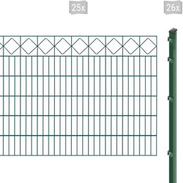 Arvotec Doppelstabmattenzaun "EXCLUSIVE 120 zum Einbetonieren "Karo" mit Zierleiste", H/L: 120cm x 50m, Pfosten: 26 Stk., gr&uuml;n, Zaunelemente,