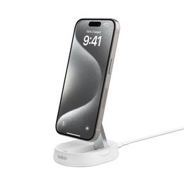 Belkin Wireless Charger "BoostCharge Pro verstellbare magnetische Ladestation mit Qi2 (15 W)", B:10,3cm H:4cm T:10,3cm, weiß, Ladegeräte, für Apple