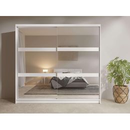Kleiderschrank Home Affaire, B:230cm H:215cm T:62cm, weiß, Melamin, Kinderzimmer, Schränke, "Greti Garderobe mit 2 Schiebetüren, Spiegel, Maße B/T/H: