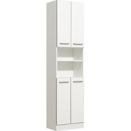 Hochschrank SAPHIR, B:50cm H:195,5cm T:33cm, weiß, Spanplatte, Badezimmer, Schränke, "Quickset 953 Badschrank 50 cm breit, 4 Türen, Nische, 3
