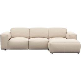 Ecksofa FLEXLUX, B:251cm H:73cm T:171cm, weiß, 100% Echteder, Wohnzimmer, Sofas, "Lucera Chaislongue rechts oder links, L-Form, bequem", modern &