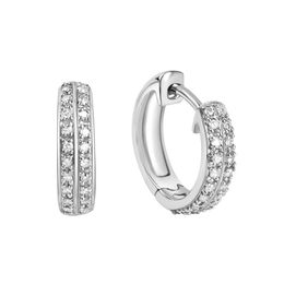 Damen Paar Creolen "Gold 585 mit 40x Brillant zus. 0,10ct.", one-size, 0,1 P2 = erkennbare Einschl&uuml;sse, Gold, wei&szlig;, Diamonds by Ellen K., Gold,