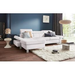 Ecksofa, B:292cm H:98cm T:167cm, weiß, exxpo - SOFA FASHION, Luxus-Kunstleder;Webstoff (100% Polyester);Webvelours (100% Polyester), Wohnzimmer,