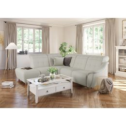 Ecksofa Home Affaire, B:272cm, weiß, Struktur (100% Polyester);Luxus-Microfaser Florence (100% Polyester);Chenille (100% Polyester);NaturLEDER