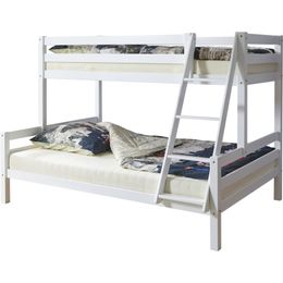 Etagenbett Ticaa, B:148cm H:150cm L:208cm, weiß, Kinderzimmer, Etagenbetten, "Maxim", mit Rollrost, Buche