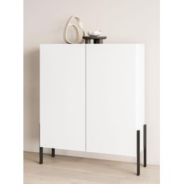 Kommode Inosign, B:110cm H:135cm T:40cm, weiß, Flur, Sideboards, "Jukon, Breite 110 cm, moderne grifflose Hochschrank, 2Türen", Highboard mit viel