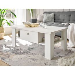 Couchtisch Home Affaire, B:107cm H:45cm T:67cm, wei&szlig;, Wohnzimmer, Tische, "RAVENNA", im zeitlosen Landhausstil, Breite 107 cm, Griffe aus Metall