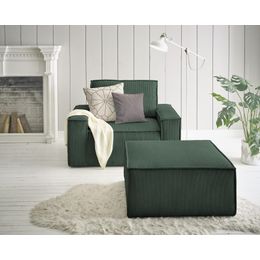 Sessel Home Affaire, B:120cm H:85cm T:166cm, grün, 100% Polyester, Sessel, "SHERWOOD", Loveseat und Hocker im Set, passend zur Polster-Serie SHERWOOD