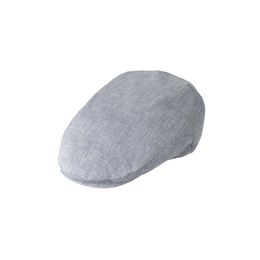 Chaplino Herren Flat Cap, blau, Gr. 57, meliert, 60% Leinen, 40% Baumwolle, Caps, aus leichtem Leinen-Mischgewebe