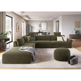 Sit & More Ecksofa SIT & MORE, B:356cm H:80cm T:292cm, grün, Samtoptik (100% Polyester);Soft clean (98% Polyester, 2% Polyamid);Struktur fein (100% Polyester),