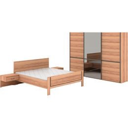 Schlafzimmer-Set Musterring, braun, Glas, Hartfaserplatte, Holz teilmassiv, Holzwerkstoff, Massivholz, Spanplatte, Schlafzimmermöbel-Sets, "Sorrent,