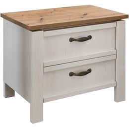 Nachtkommode Schlafkontor, B:62cm H:50cm T:41cm, weiß, Dekorfolie, Sideboards, "Trient", im Landhaustil, Nachtkonsole mit Schubkästen