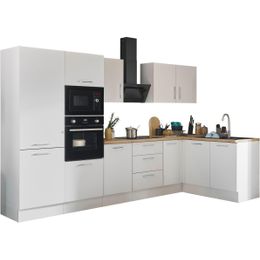 Winkelk&uuml;che, B:330cm H:211cm T:60cm, wei&szlig;, BASIC BY BALCULINA, Komplettk&uuml;chen-Sets, "Turin", Stellbreite 330x175 cm, wahlweise mit E-Ger&auml;ten