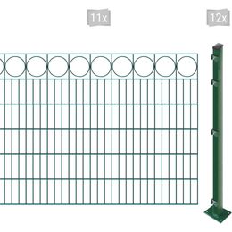 Arvotec Doppelstabmattenzaun "EASY 120 zum Aufschrauben "Ring" mit Zierleiste", H/L: 120cm x 22m, Pfosten: 12 Stk., grün, Zaunelemente, Zaunhöhe 120