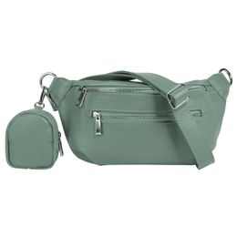 Samantha Look Damen Gürteltasche, grün, Leder, leicht glänzend, unifarben, Taschen, echt Leder, Made in Italy