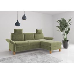Ecksofa Home Affaire, B:251cm H:90cm T:164cm, grün, 100% Polyester, Wohnzimmer, Sofas, "Rochelle, L-Form", wahlweise mit Armteilverstellung,