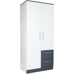 Kleiderschrank Home Affaire, B:90cm H:201cm T:54cm, schwarz-weiß, Hartfaserplatte, Holzwerkstoff, Kunststoff, Kinderzimmer, Schränke