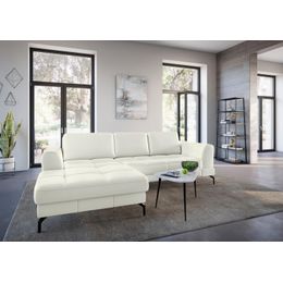 Sit & More Ecksofa SIT & MORE, B:284cm H:87cm T:175cm, wei&szlig;, Wohnzimmer, Sofas, "Bendigo L-Form", inklusive Sitztiefenverstellung, Bodenfreiheit 15 cm, 2