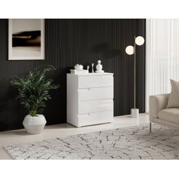 HBZ-MEBLE Kommode HBZ, B:65cm H:80cm T:40cm, wei&szlig;, Holzwerkstoff, Schlafzimmer, Sideboards, "Spice wei&szlig; hochglanz, BxHxT 65x80x40 cm", Kommode mit 4 Schubk&auml;sten