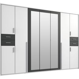 Dreht&uuml;renschrank wimex, B:316cm H:210cm T:58cm, wei&szlig;, Spanplatte, Schr&auml;nke, "Vegas", inklusive Passepartout-Rahmen, mit Spiegelt&uuml;ren und Schubladen