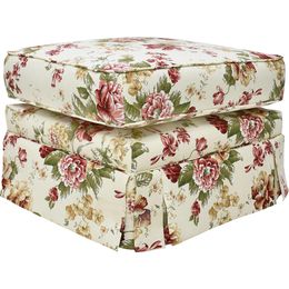 Sitzhocker Home Affaire, B:74cm T:60cm, wei&szlig;, 100% Baumwolle, Hocker, "Laura K", Gebl&uuml;mter Polsterhocker, creme Wei&szlig;, 52x74x60, Bezug 100% Baumwolle