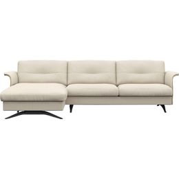 Ecksofa FLEXLUX, B:273cm H:81cm T:158cm, weiß, 100% Echteder, Wohnzimmer, Sofas, "Glow, super bequem durch hochwertigem Sitzaufbau mit Federkern,