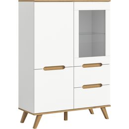 Highboard Home Affaire, B:100cm H:140cm T:40cm, weiß, FSC-zertifizierter Holzwerkstoff, Wohnzimmer, Sideboards, "Alesund, Höhe 140cm, 2 Türen, 1