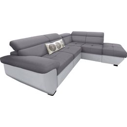 Ecksofa COTTA, B:262cm H:79cm T:102cm, grau, Kunstleder SOFTLUX / Struktur (100% Polyester);Edles Flachgewebe (100% Polyester) / Feine Struktur (100%