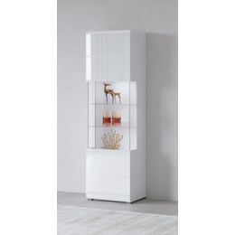 Vitrine Inosign, B:60,5cm H:204cm T:37cm, wei&szlig;, ABS-Kunststoff, FSC-zertifizierter Holzwerkstoff, Glas, MDF, Melamin, Wohnzimmer, Schr&auml;nke,