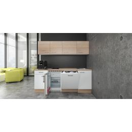 K&uuml;chenzeile Flex-Well, B:210cm H:200cm T:60cm, wei&szlig;, Komplettk&uuml;chen-Sets, "Samoa, Breite 210 cm, inkl. Geschirrsp&uuml;ler", Officek&uuml;che, wahlweise mit 2