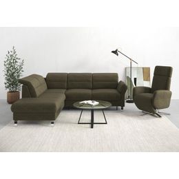 Sit & More Ecksofa SIT & MORE, B:247cm H:85cm T:222cm, grün, Wohnzimmer, Sofas, "Grenoble L-Form mit Federkern", wahlweise mit Bettfunktion, Bettkasten, Arm-