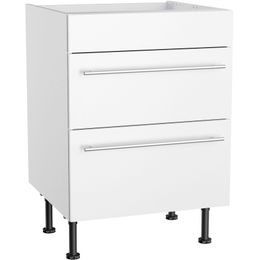 Kochfeldumbauschrank KOCHSTATION, B:60cm H:87cm T:58,4cm, wei&szlig;, Spanplatte, Schr&auml;nke, "KS-Bern2", Breite 60 cm, Kochfeldumbauschrank, 2 Ausz&uuml;gen, 1