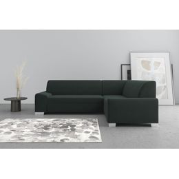 Ecksofa DOMO collection, B:259cm H:85cm T:191cm, grün, Wohnzimmer, Sofas, "Anzio in kubischer Formensprache, flache Armlehnen, L-Form", Wahlweise mit