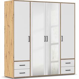 Drehtürenschrank Rauch, B:187cm H:194cm T:53cm, weiß, Holzwerkstoff, Schränke, "Kleiderschrank Schrank Garderobe Wäscheschrank VOYAGER", mit modernen