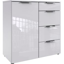 Kombikommode wimex, B:81cm H:84cm T:41cm, weiß, Spanplatte, Schlafzimmer, Sideboards, "Level36 C by fresh to go", mit Glaselementen auf der Front,