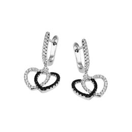 Firetti Damen Paar Creolen "Schmuck Geschenk Silber 925 Herzen", Silber 925 (Sterlingsilber), weiß, Silber 925 (Sterlingsilber), Ohrringe, mit